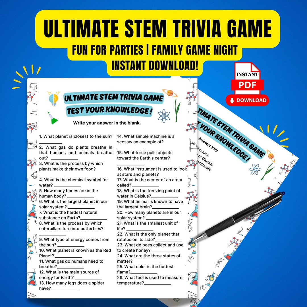 Science and Space Trivia Game | Printable Quiz With Fun Science ...