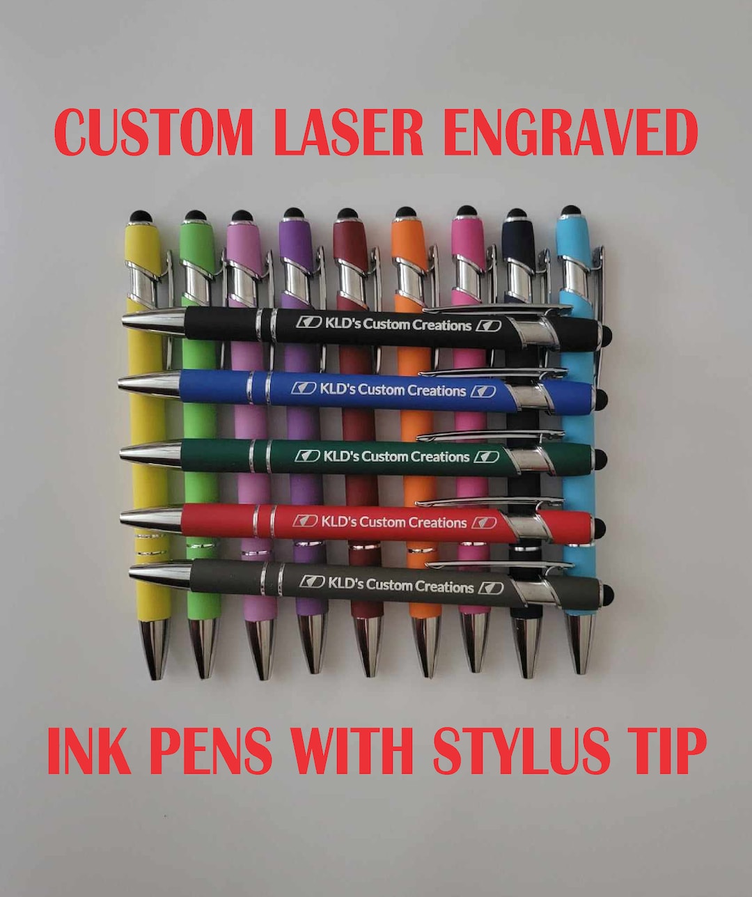 Custom Laser Engraved Ink Pens With Stylus | Retractable | 1 or 2 Sided ...