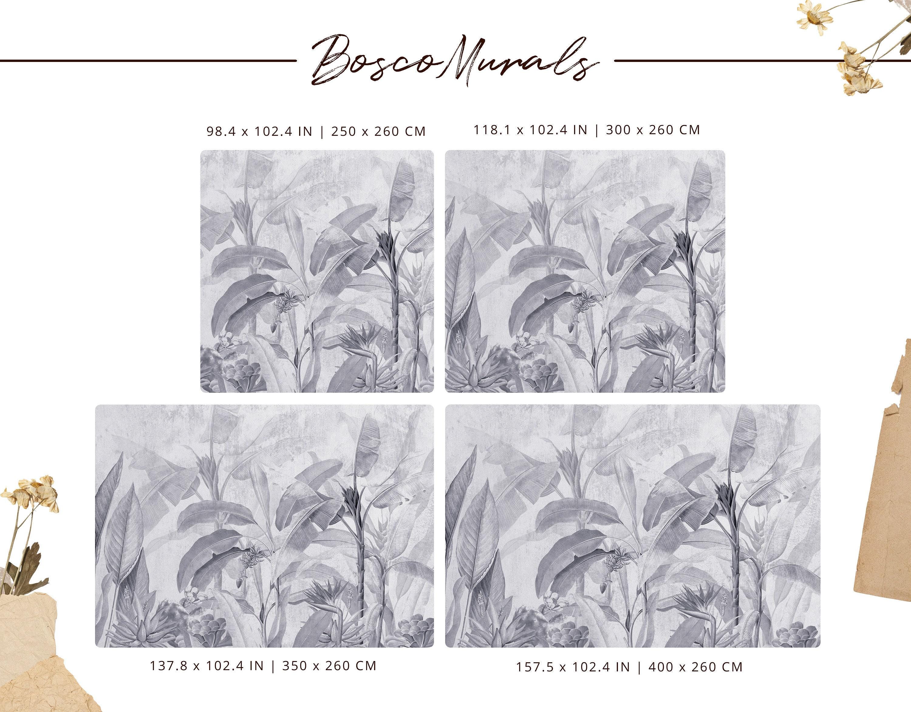 Banana Leaves Wallpaper, Reusable Wallpaper, Monochrome Botanical Print ...