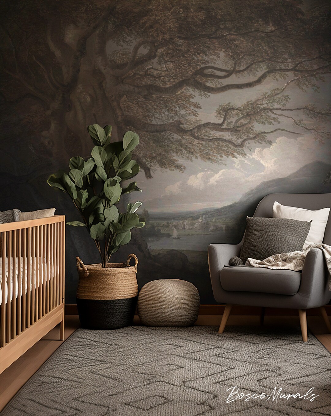 Gloomy Timeless Sepia Easy Stick Wallpaper, Dark Pattern Mural With ...