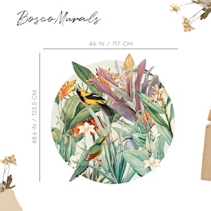 Exotic Leaves and Colorful Animals Temporary Wall Decal for Modern ...