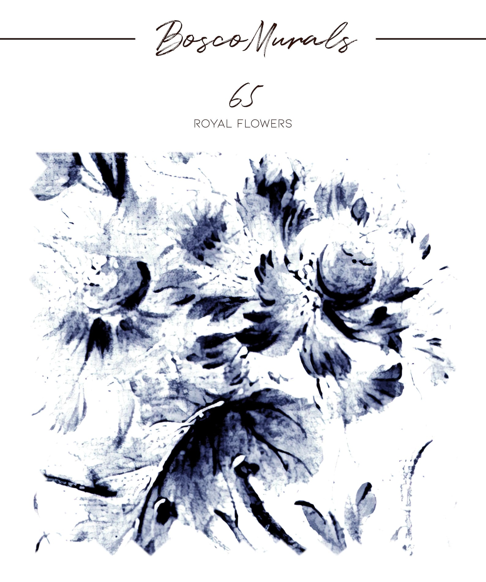 Floral Toile Wallpaper, Navy Botanical Print, Elegant French-inspired ...