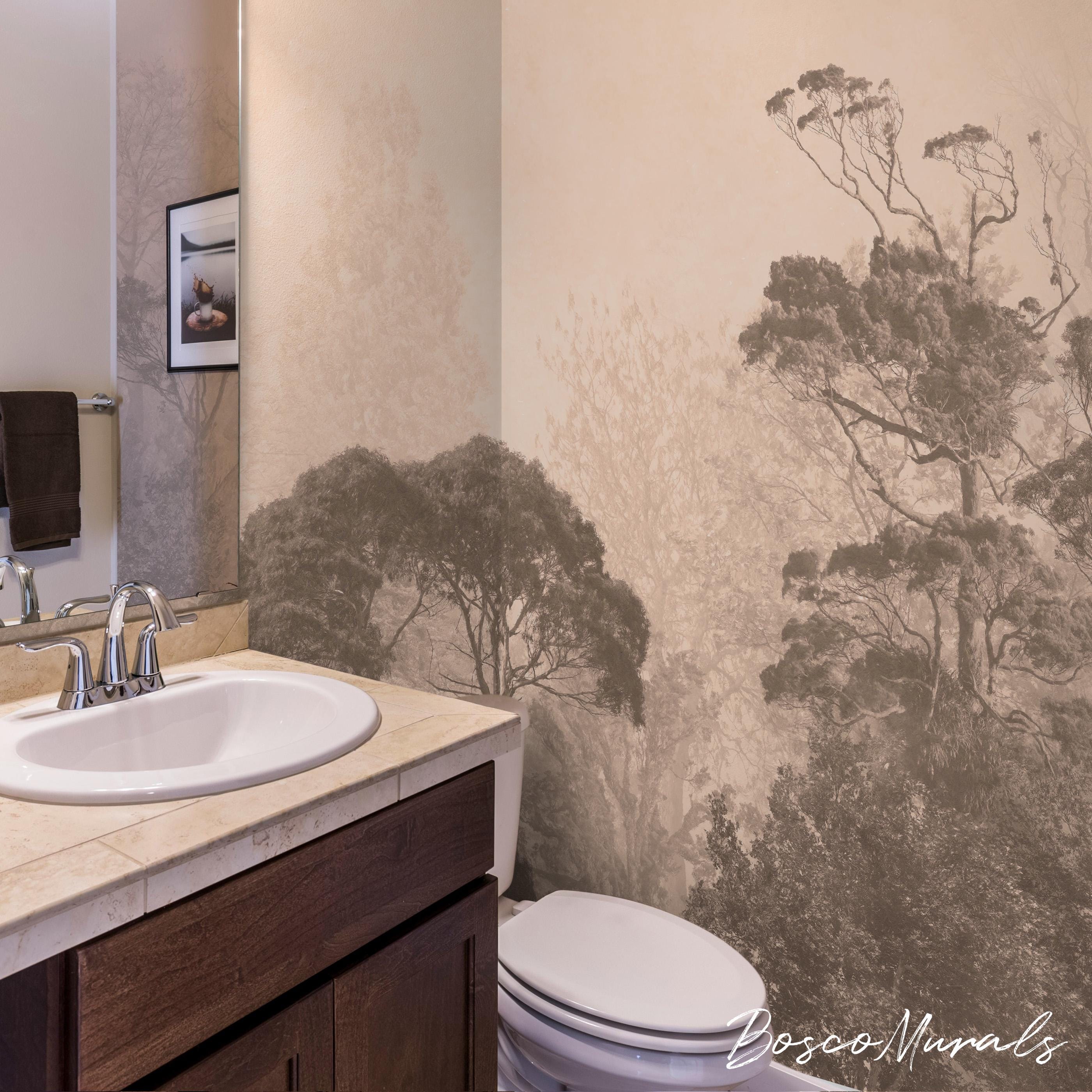Sepia Morning Landscape Wallpaper, Tree Panoramic Wall Mural 108 - Etsy