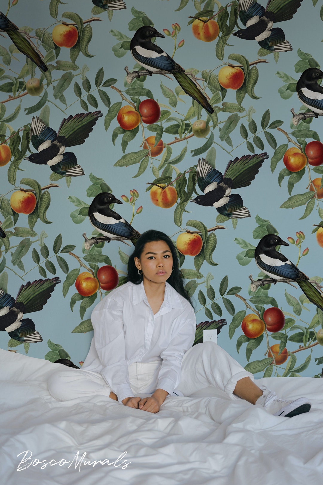 Peel and Stick Birds Wallpaper for Accent Wall Juicy Peaches - Etsy