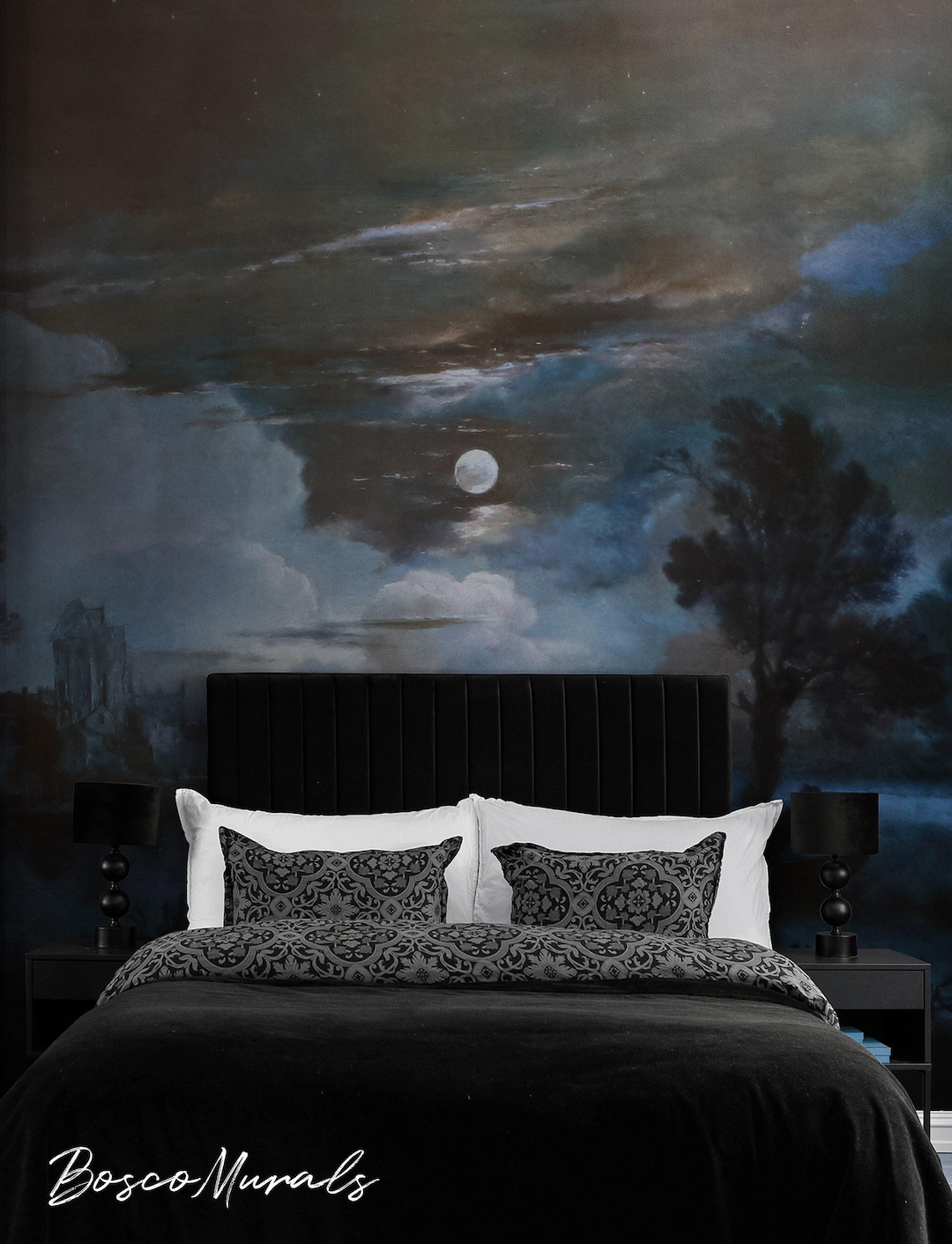 Dramatic Moonlight Mural, Gothic-inspired Sticker for Moody Home Decor ...