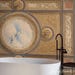 Vintage Ceiling Mural, Carved and Painted Ceiling With Clouds and Ducks ...