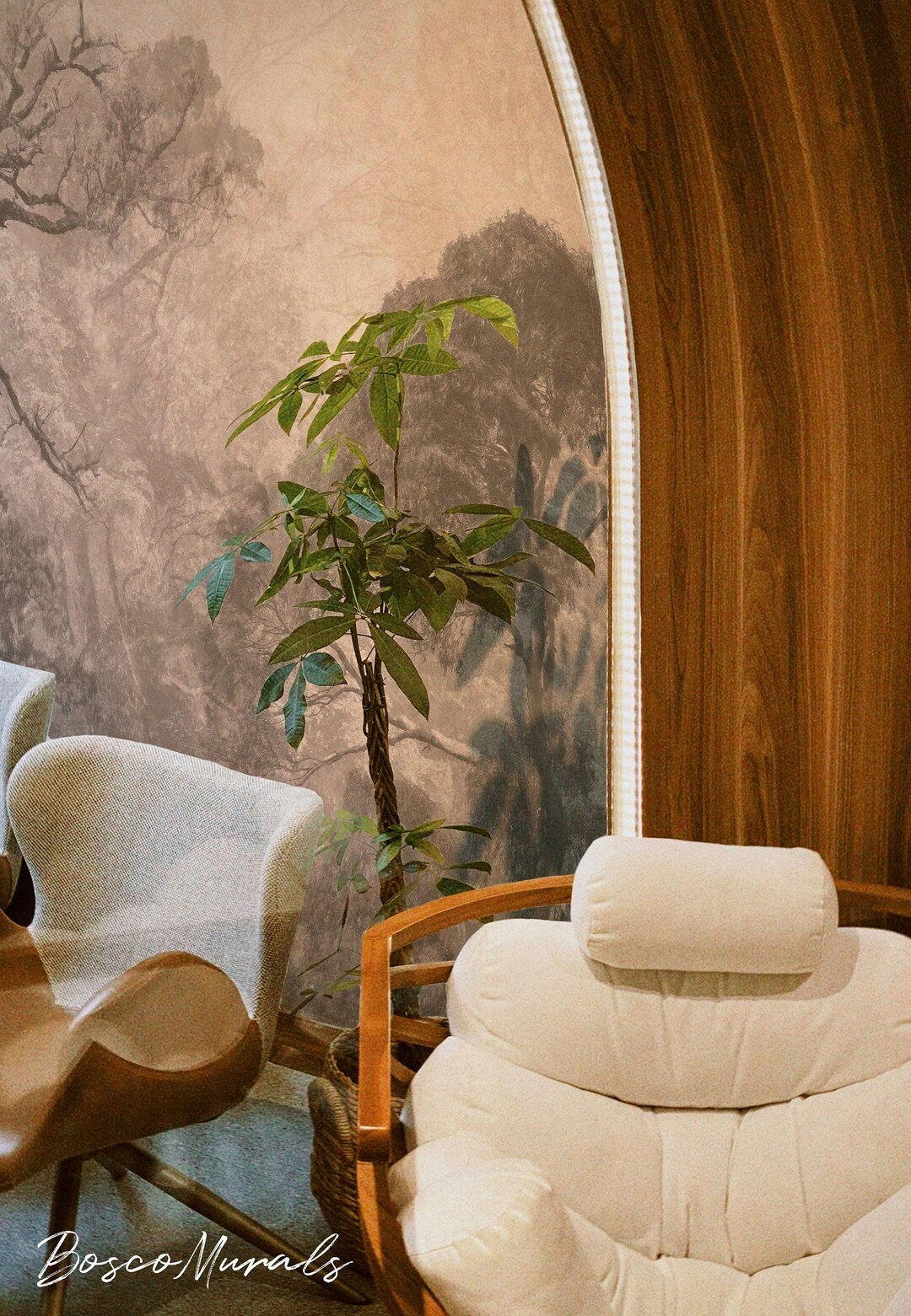 Sepia Morning Landscape Wallpaper, Tree Panoramic Wall Mural 108 - Etsy
