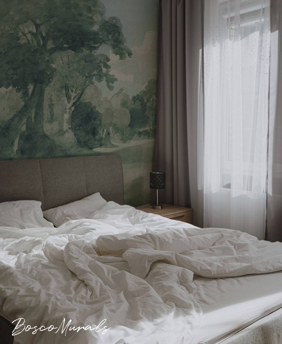 Romantic Trees Painting Watercolor Removable Wallpaper, Artistic Wall ...