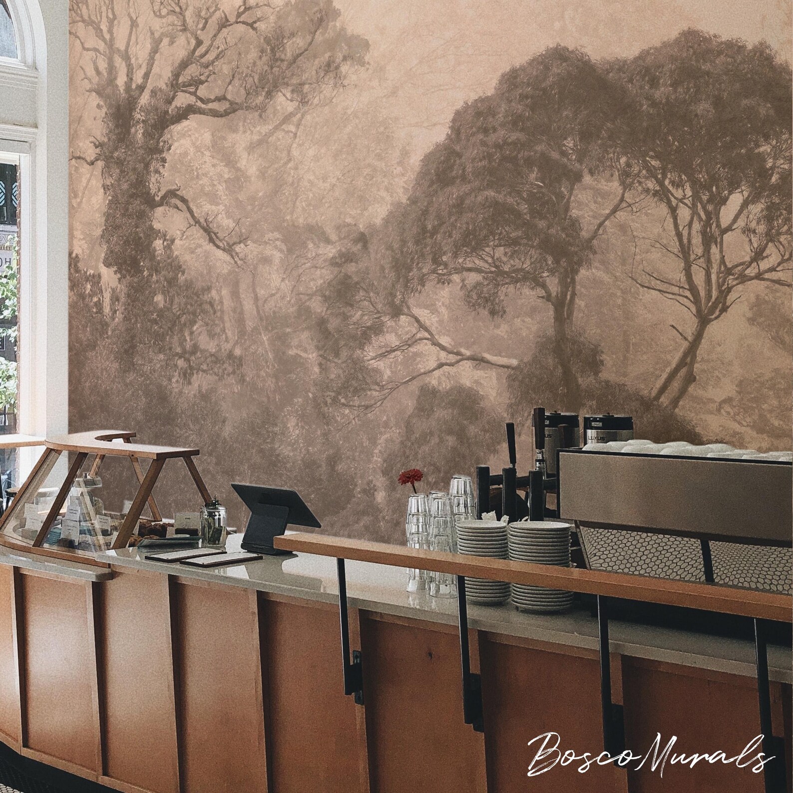 Sepia Morning Landscape Wallpaper, Tree Panoramic Wall Mural 108 - Etsy