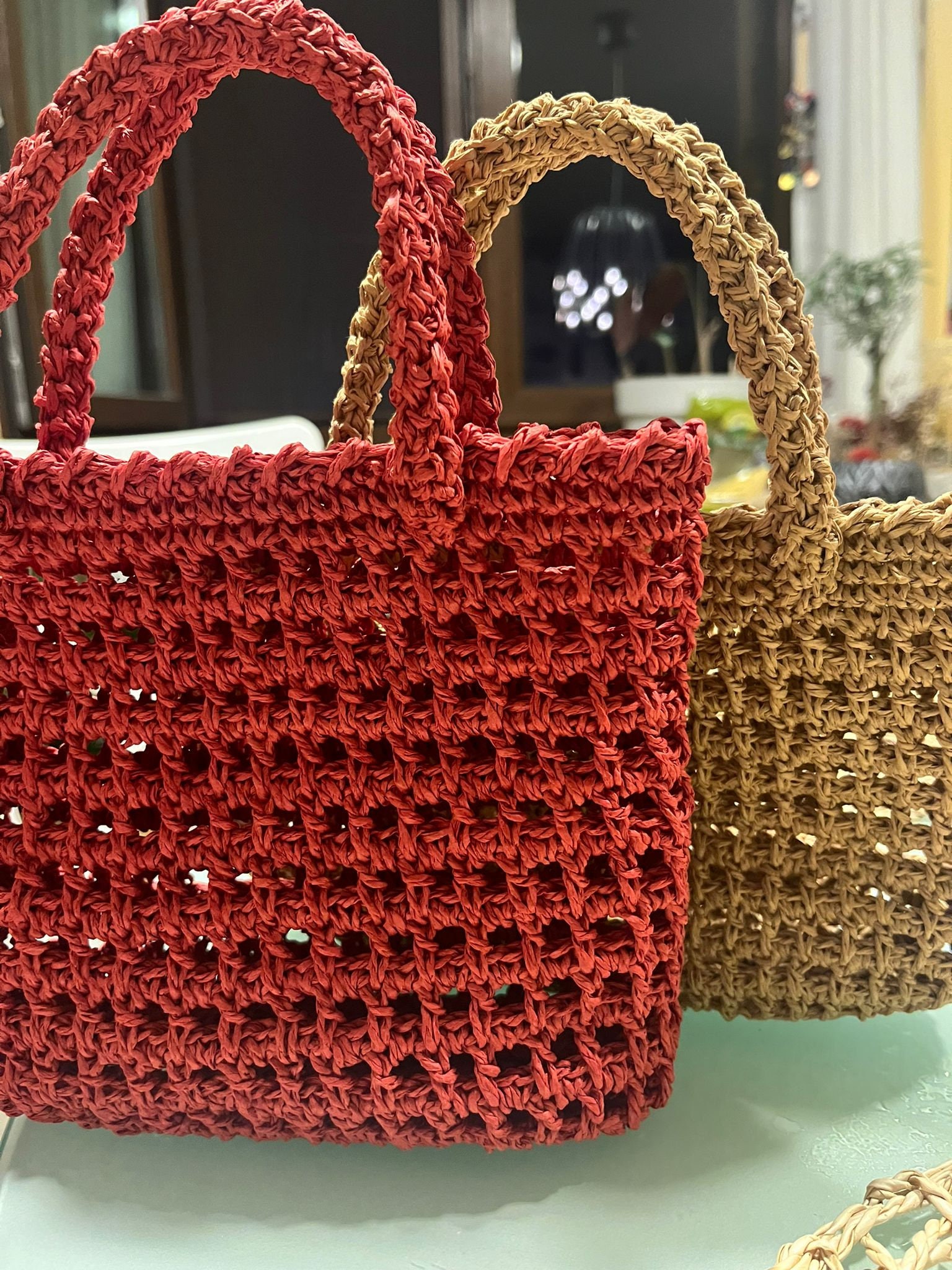 Paper Rope Top Handle Bag - Etsy