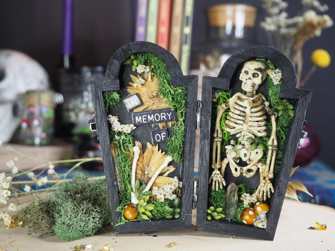 Coffin Shadow Box, Mini Coffin Display, Gothic Diorama, Bookshelf Decor ...