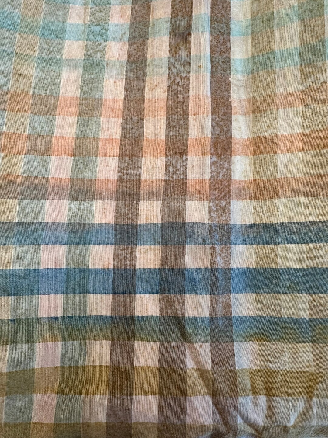 Taupe Plaid Batik With Olive, Cocoa, Peach, Blue - Etsy