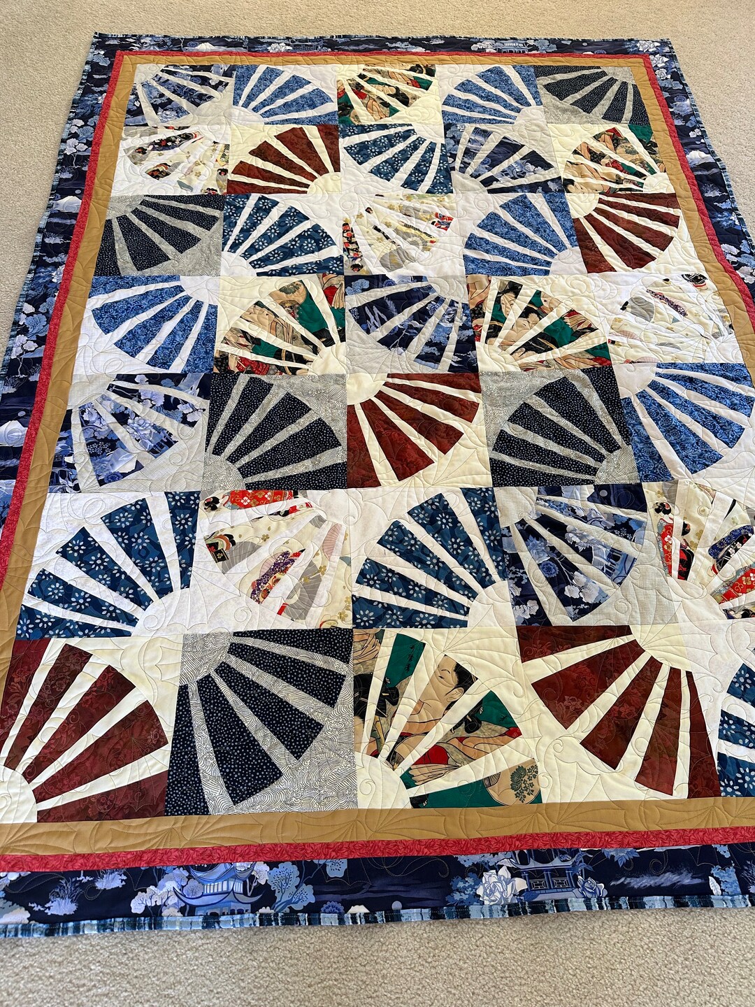 Japanese Fans Quilt #2 - Etsy