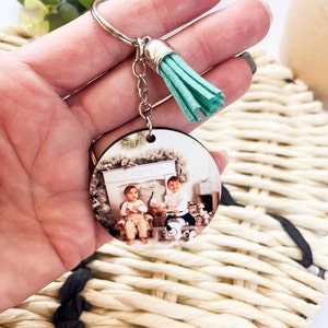 Photo Keyring Double Sided Men Gift Photo Keychain Double Sided ...