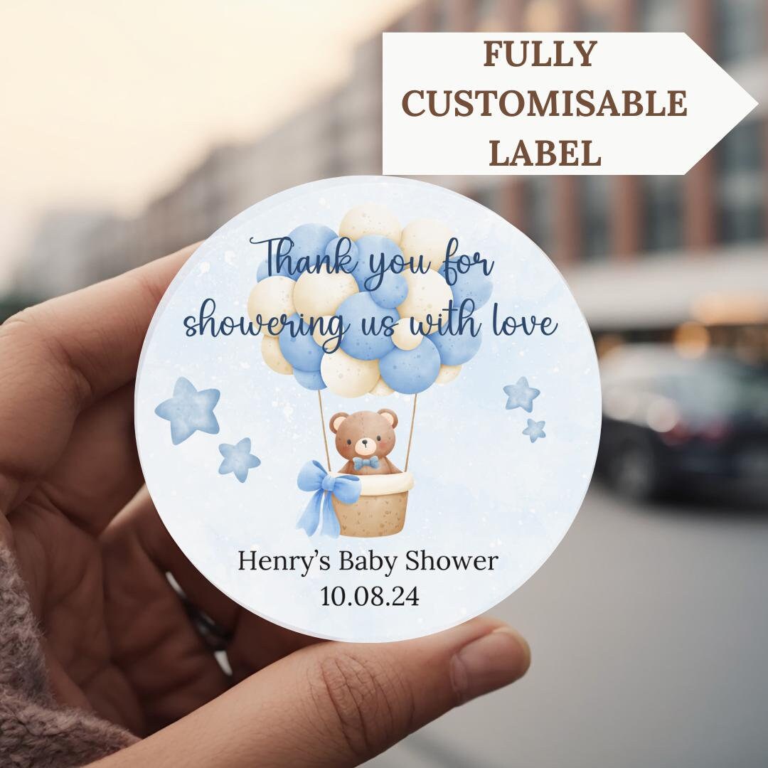 Custom Sticker Baby Boy Shower Favors Baby Boy Gift Sticker ...