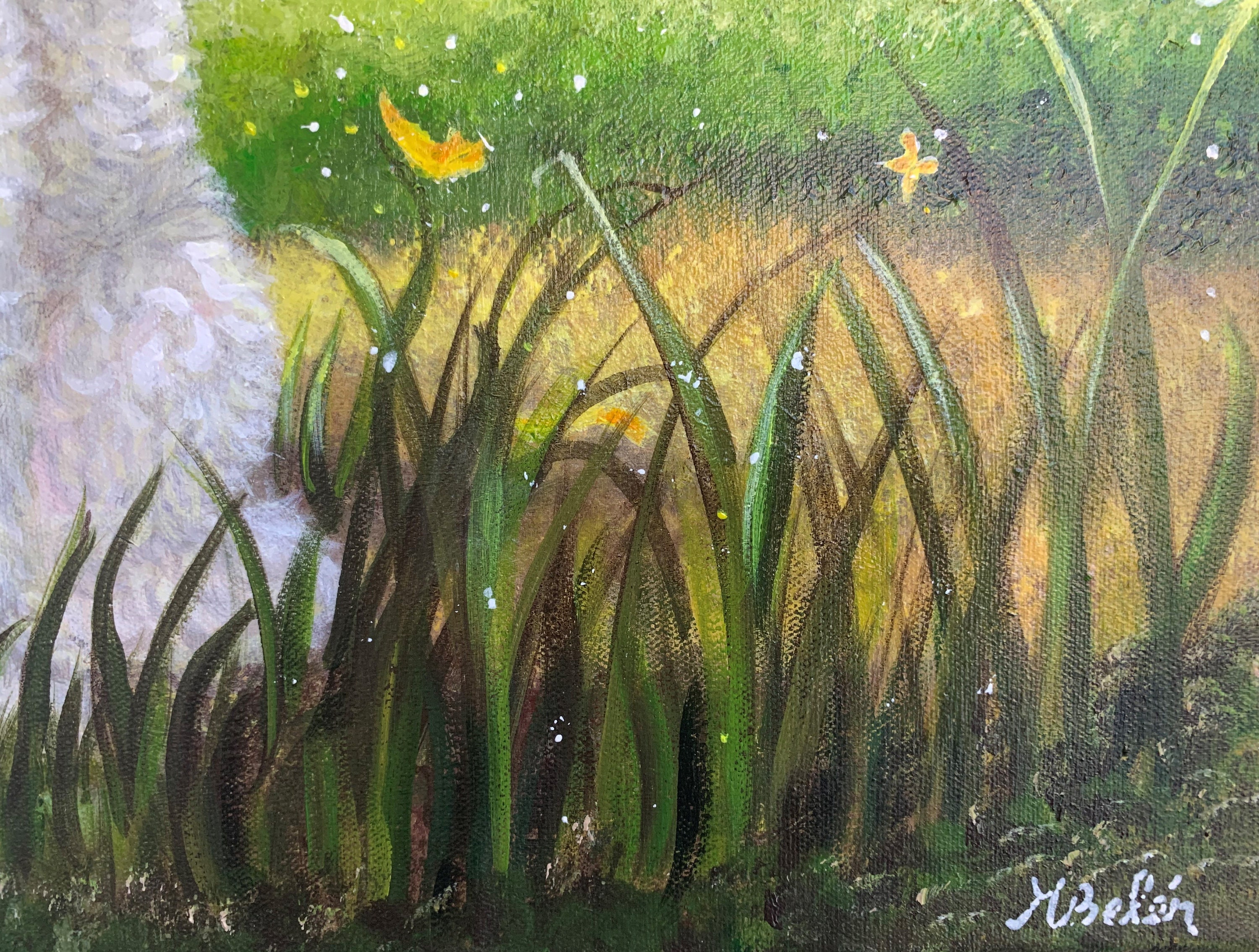 Cute Dog Under a Yellow Tree customized Painting Acrylic - Etsy