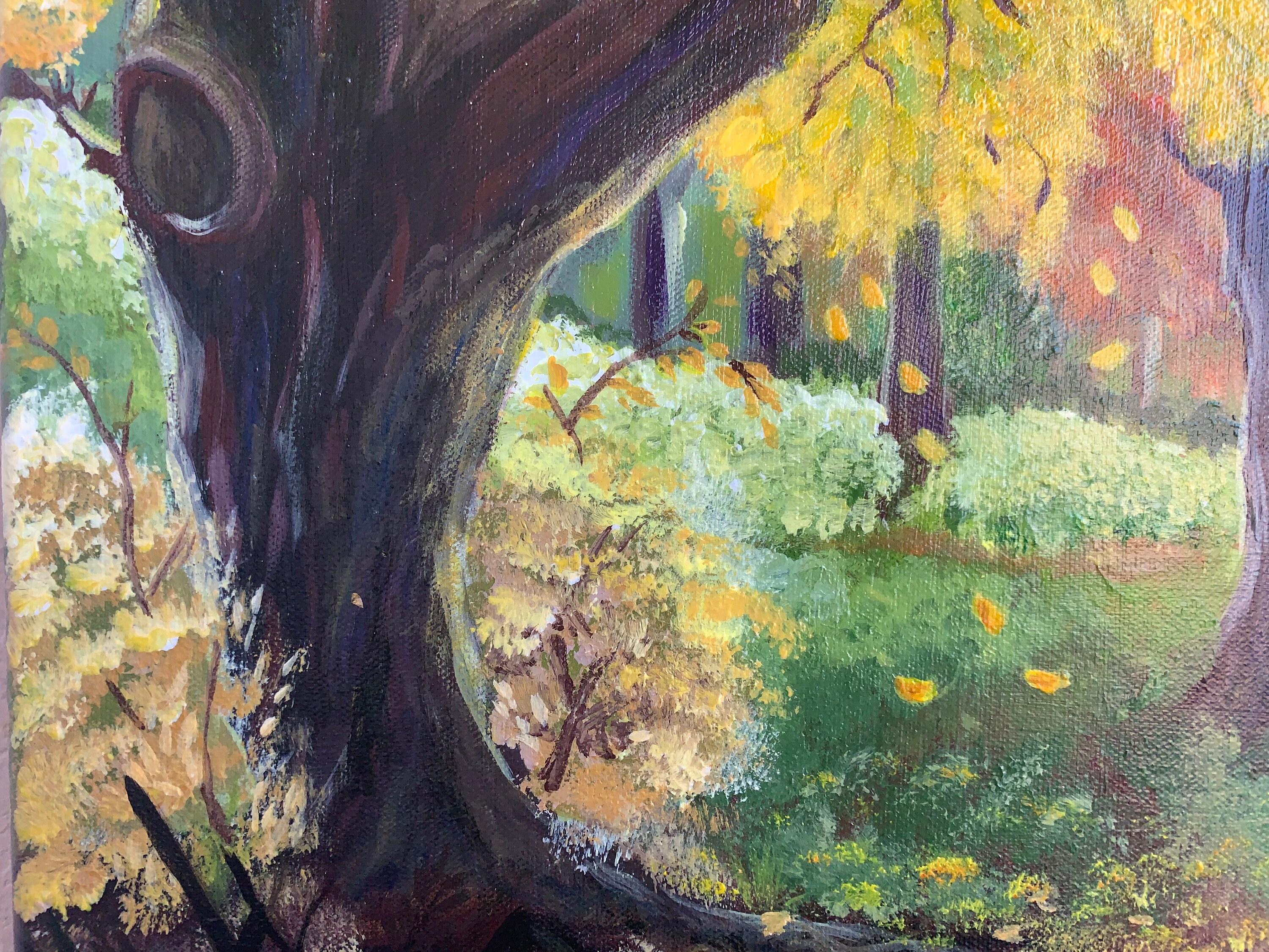 Cute Dog Under a Yellow Tree customized Painting Acrylic - Etsy