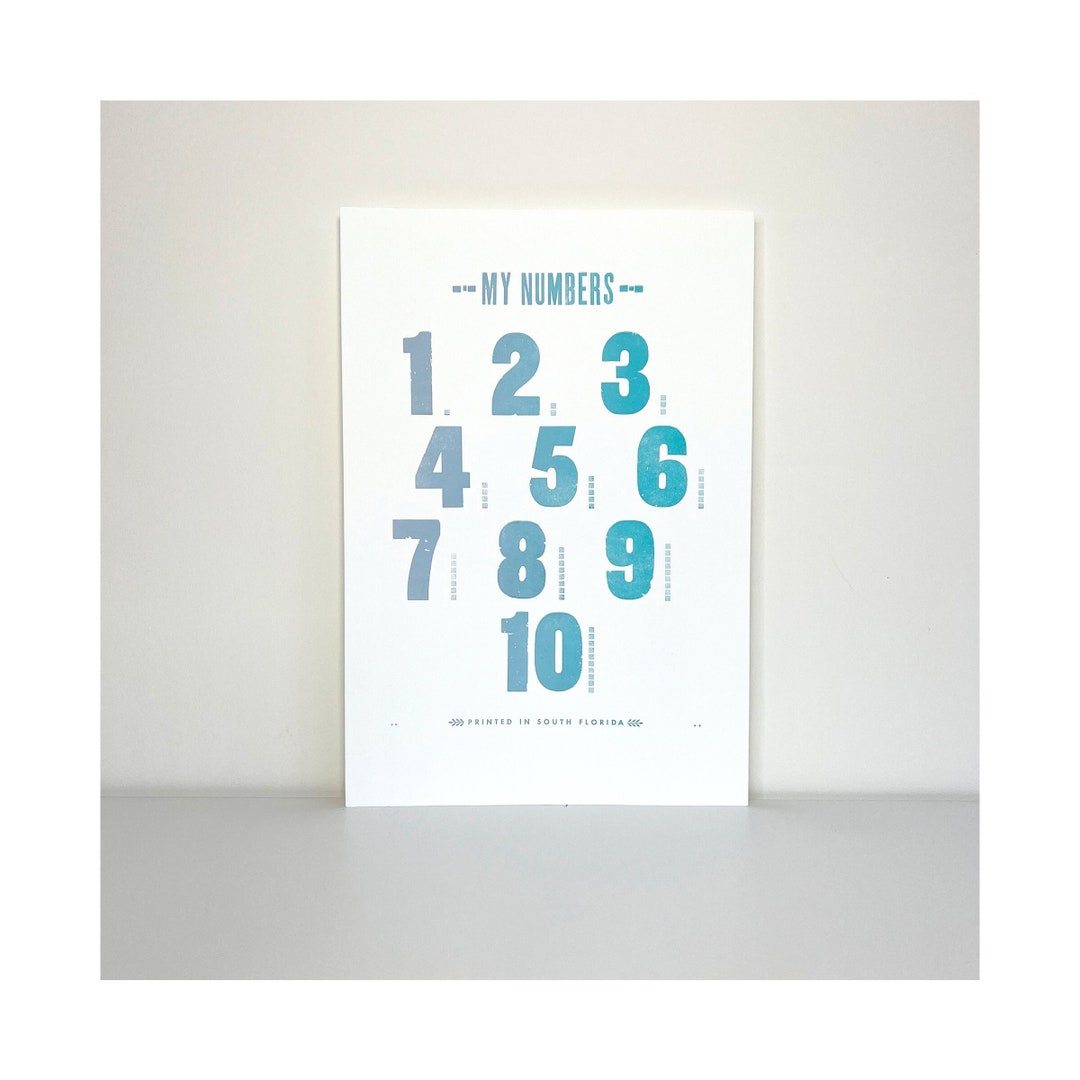 Numbers Kids Poster, Nursery Prints, Original Artwork, Letterpress - Etsy