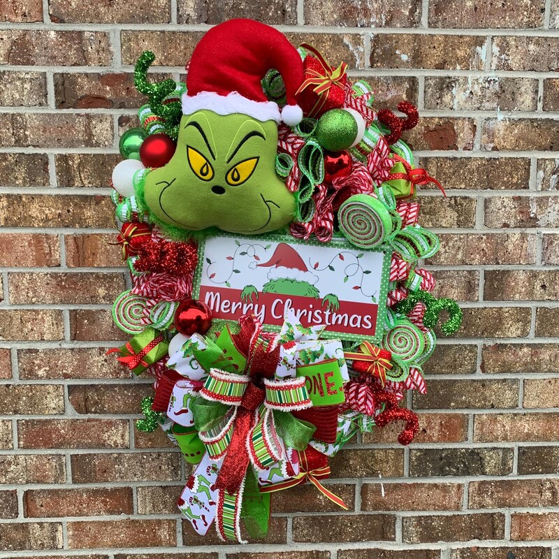Grinch Christmas Wreath - Etsy