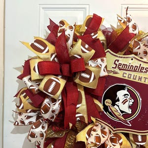 FSU Red and Gold Florida Seminole Wreath Fsufootball Decor Featuring ...