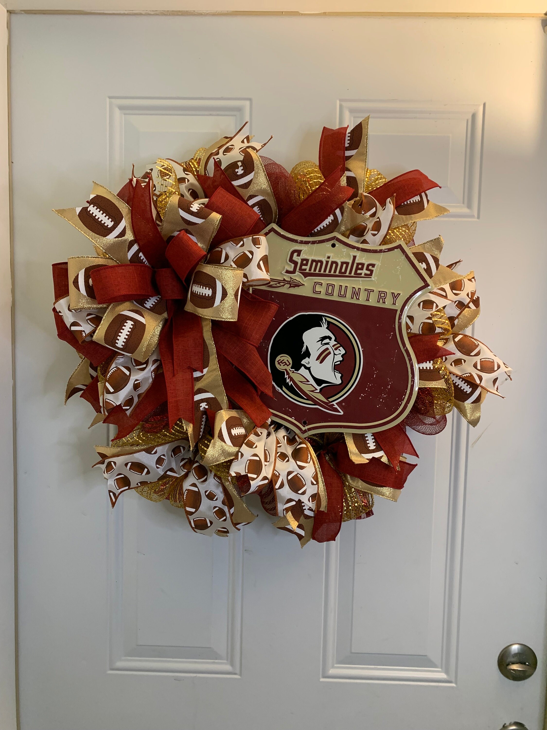 FSU Red and Gold Florida Seminole Wreath Fsufootball Decor Featuring ...