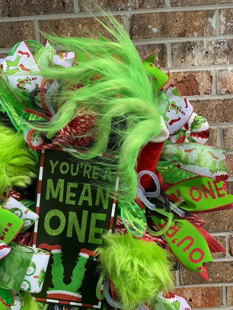 Green Monster Wreath, Whimsical Christmas, Grinch Wreath, Grinchmas ...