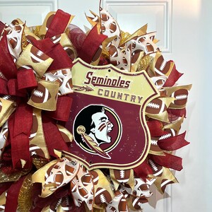 FSU Red and Gold Florida Seminole Wreath Fsufootball Decor Featuring ...