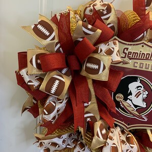 FSU Red and Gold Florida Seminole Wreath Fsufootball Decor Featuring ...