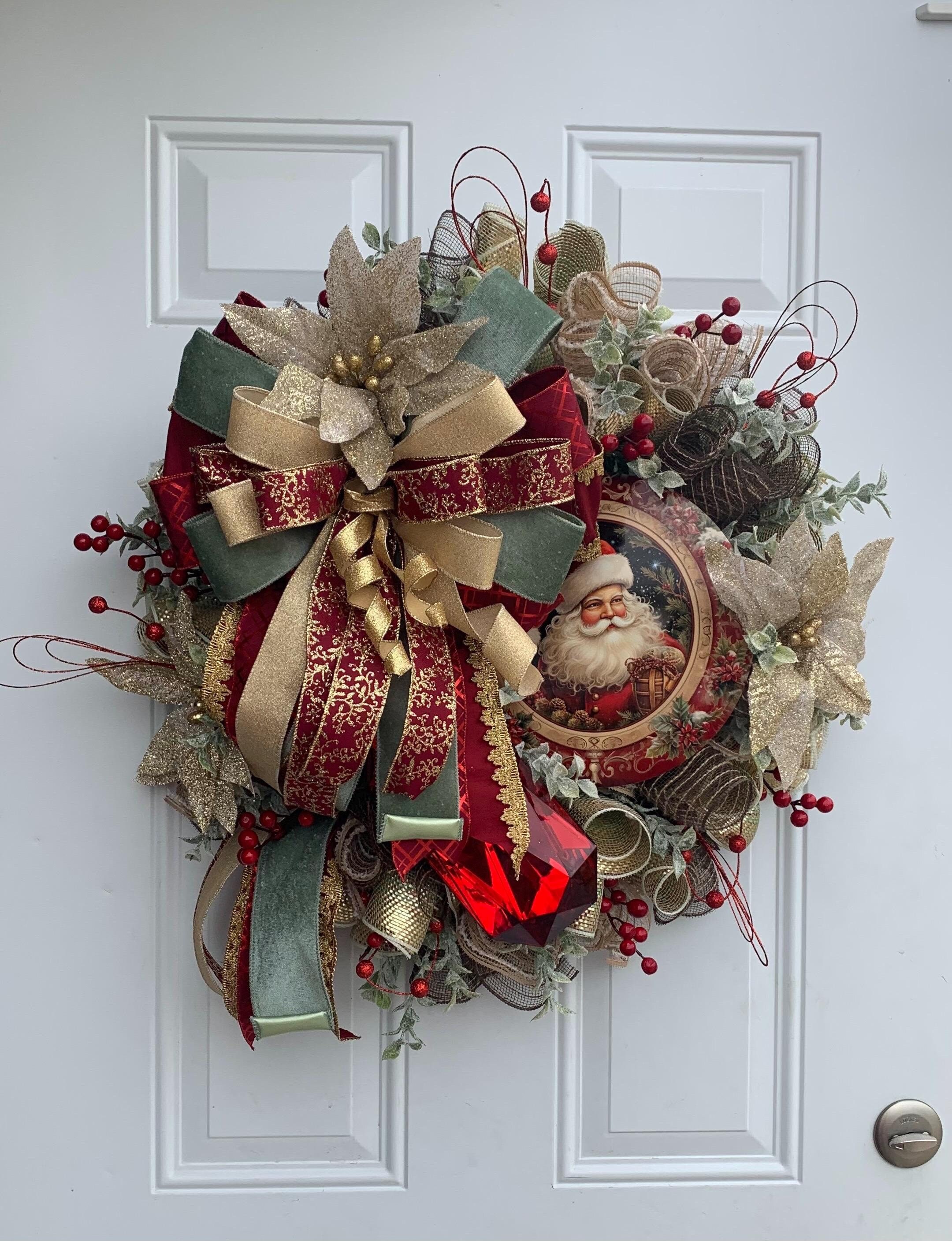 Santa Clause, Vintage Christmas Santa Wreath, Old Fashion Santa ...