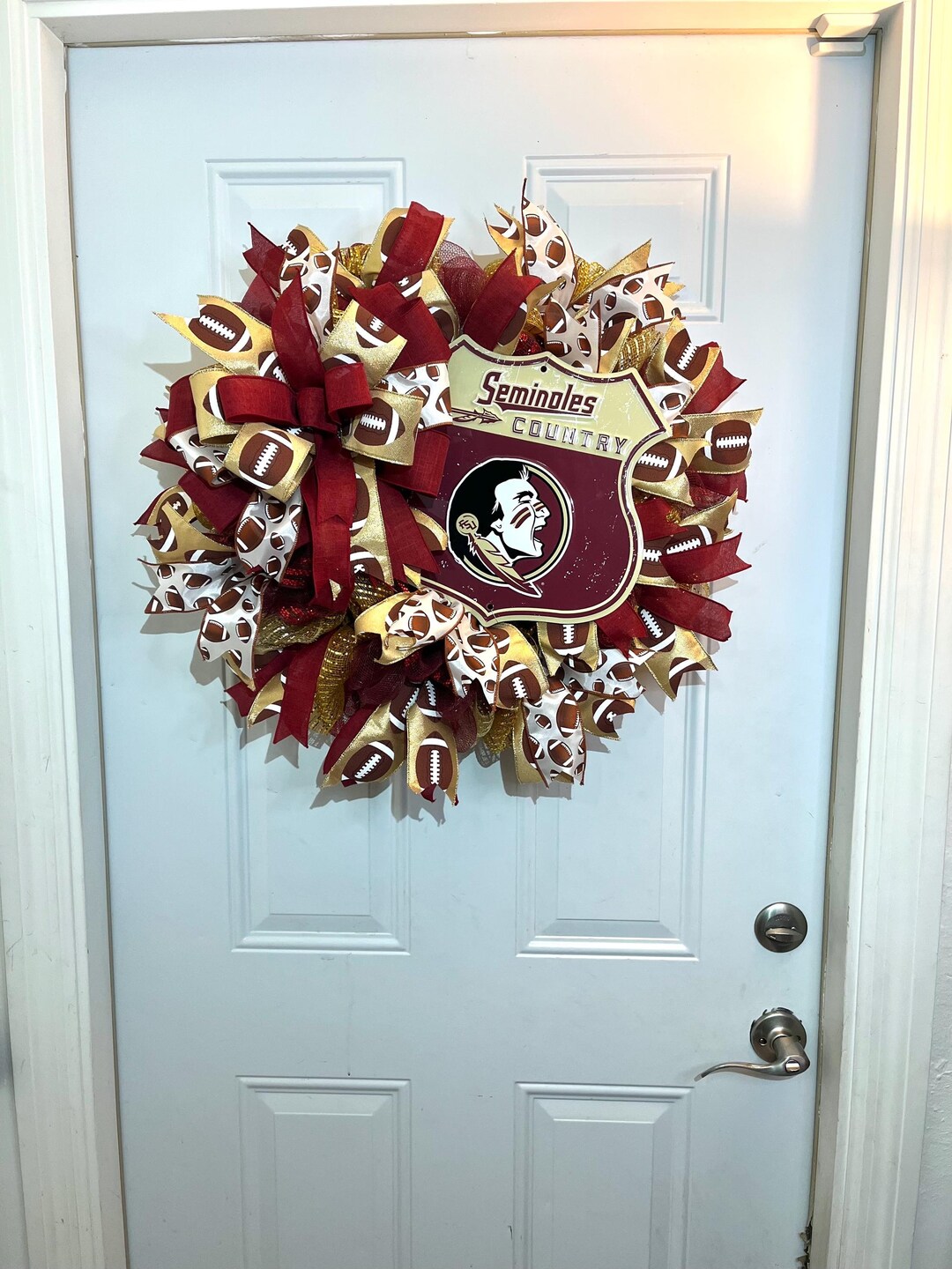FSU Red and Gold Florida Seminole Wreath Fsufootball Decor Featuring ...