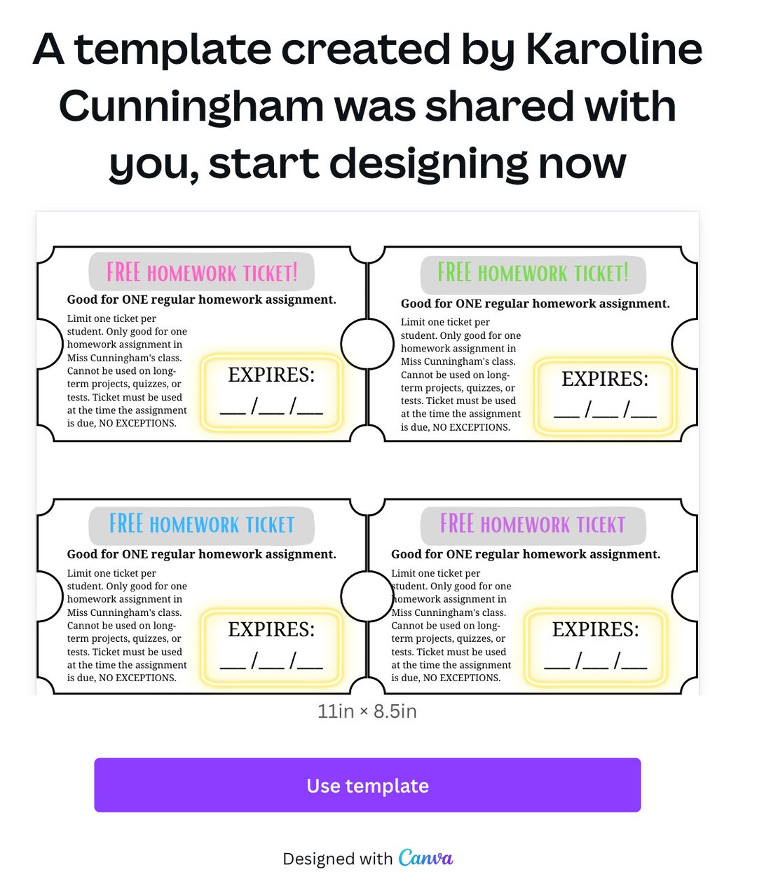 Free Homework Ticket - Etsy