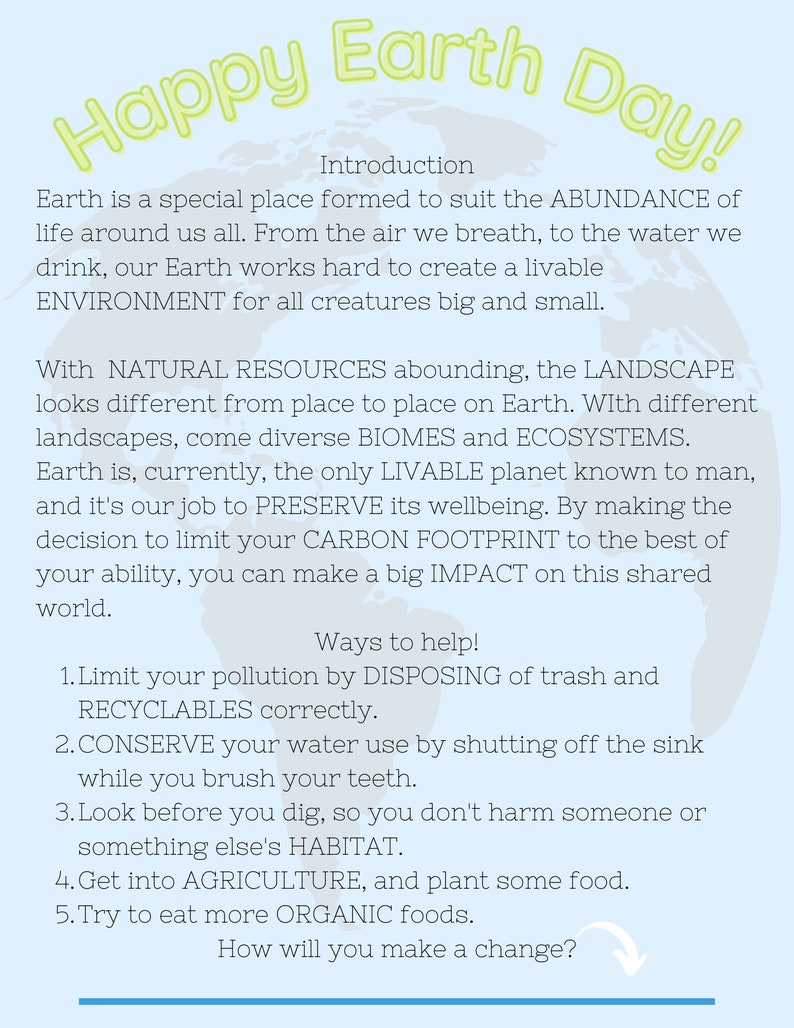 Earth Day Vocabulary Activity Worksheets - Etsy