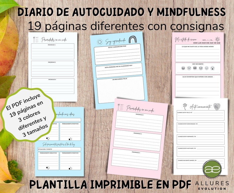 Autocuidado Y Mindfulness Journal in Spanish, Printable Pages En ...