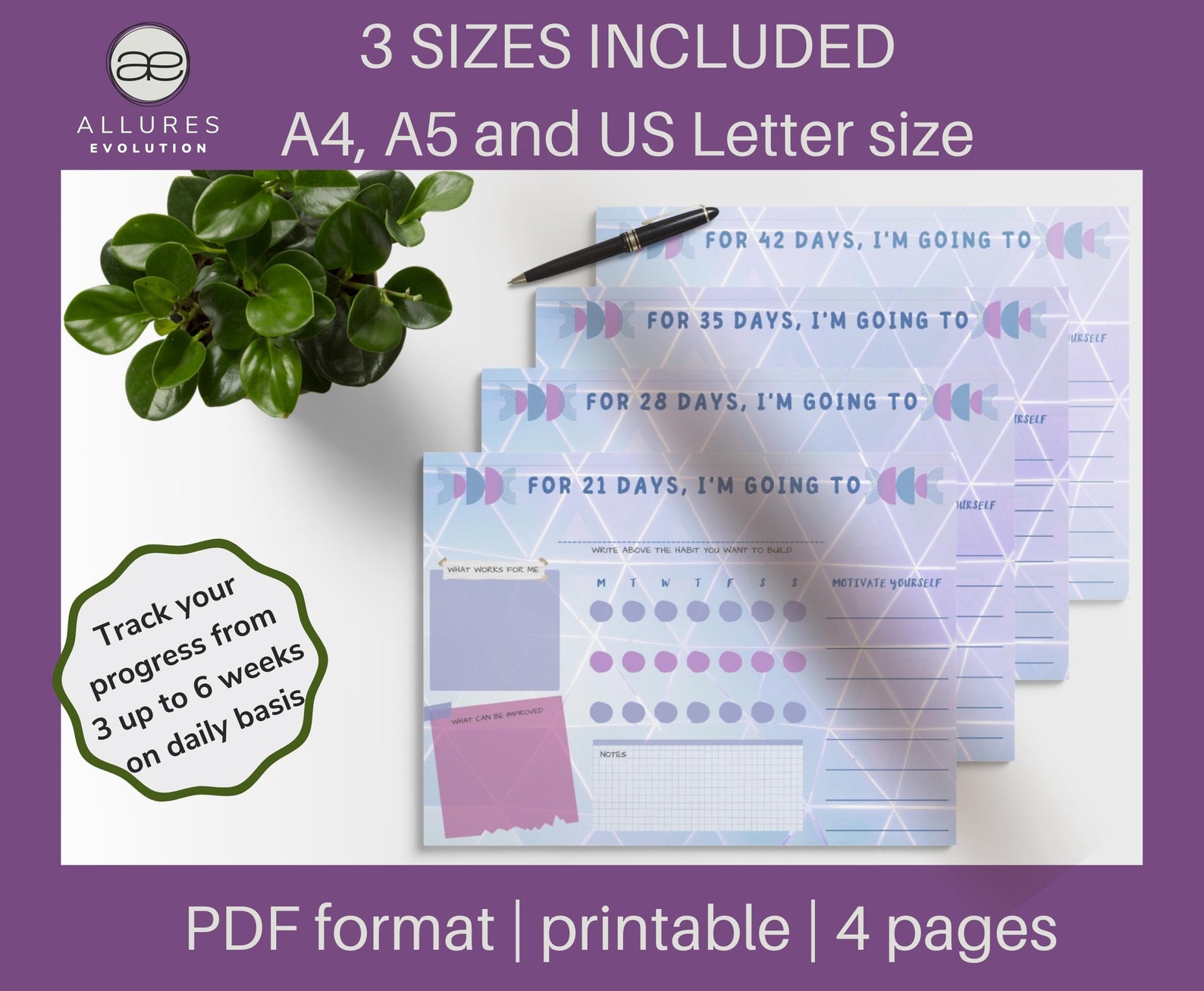 Printable Set of Posters, Instant Download Habit Tracker, Cute Track ...