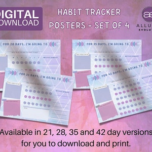 Printable Set of Posters, Instant Download Habit Tracker, Cute Track ...