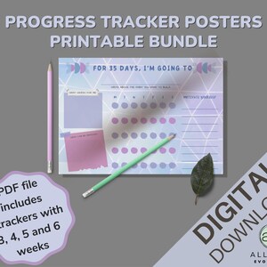Printable Set of Posters, Instant Download Habit Tracker, Cute Track ...