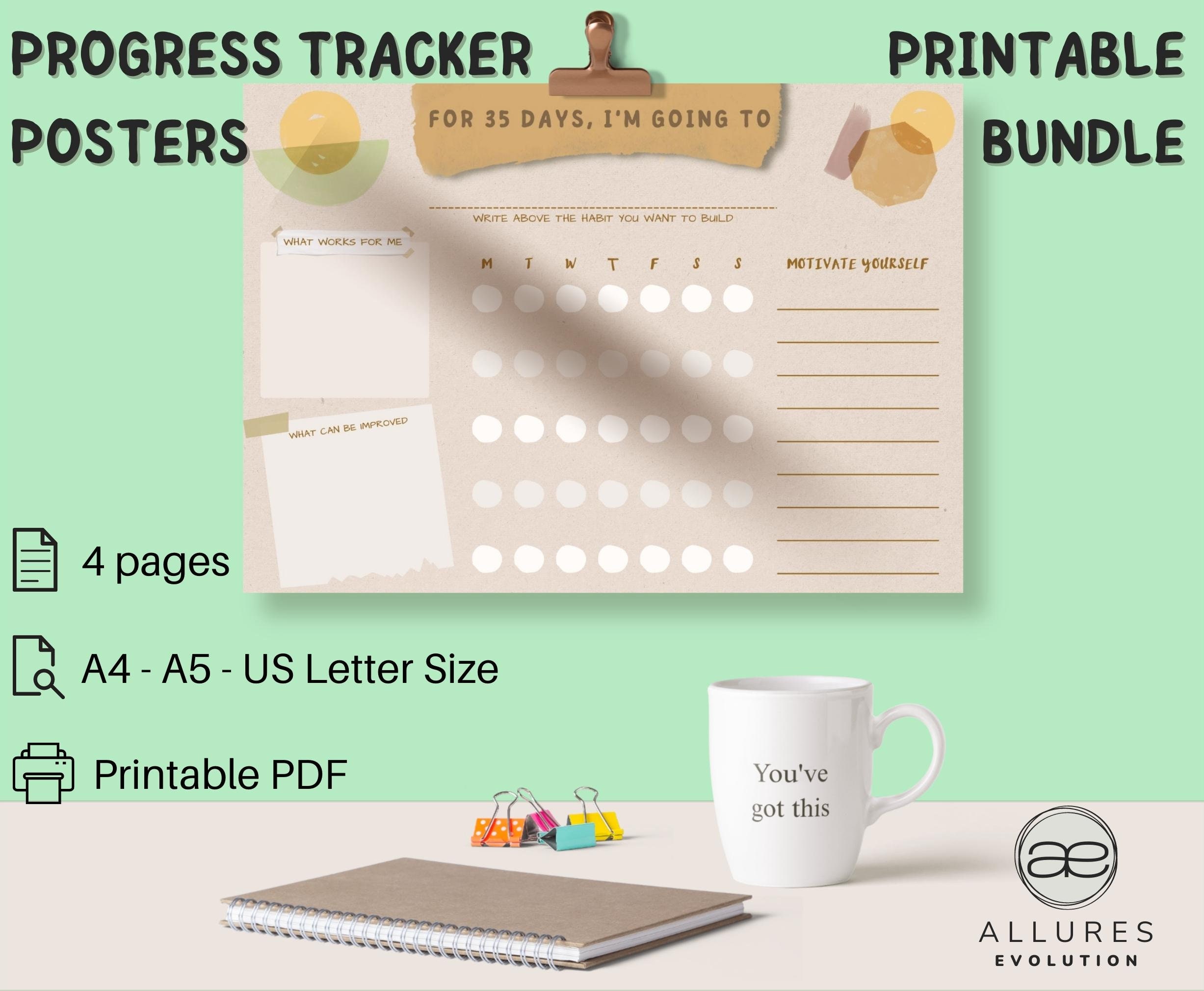 Printable Set of Posters, Digital Download, Cute Instant Download Habit ...