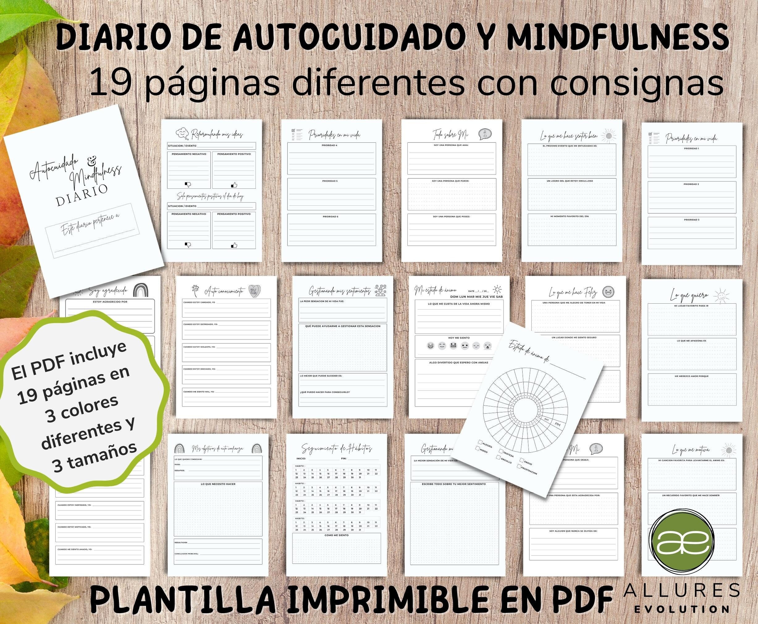 Autocuidado Y Mindfulness Journal in Spanish, Printable Pages En ...