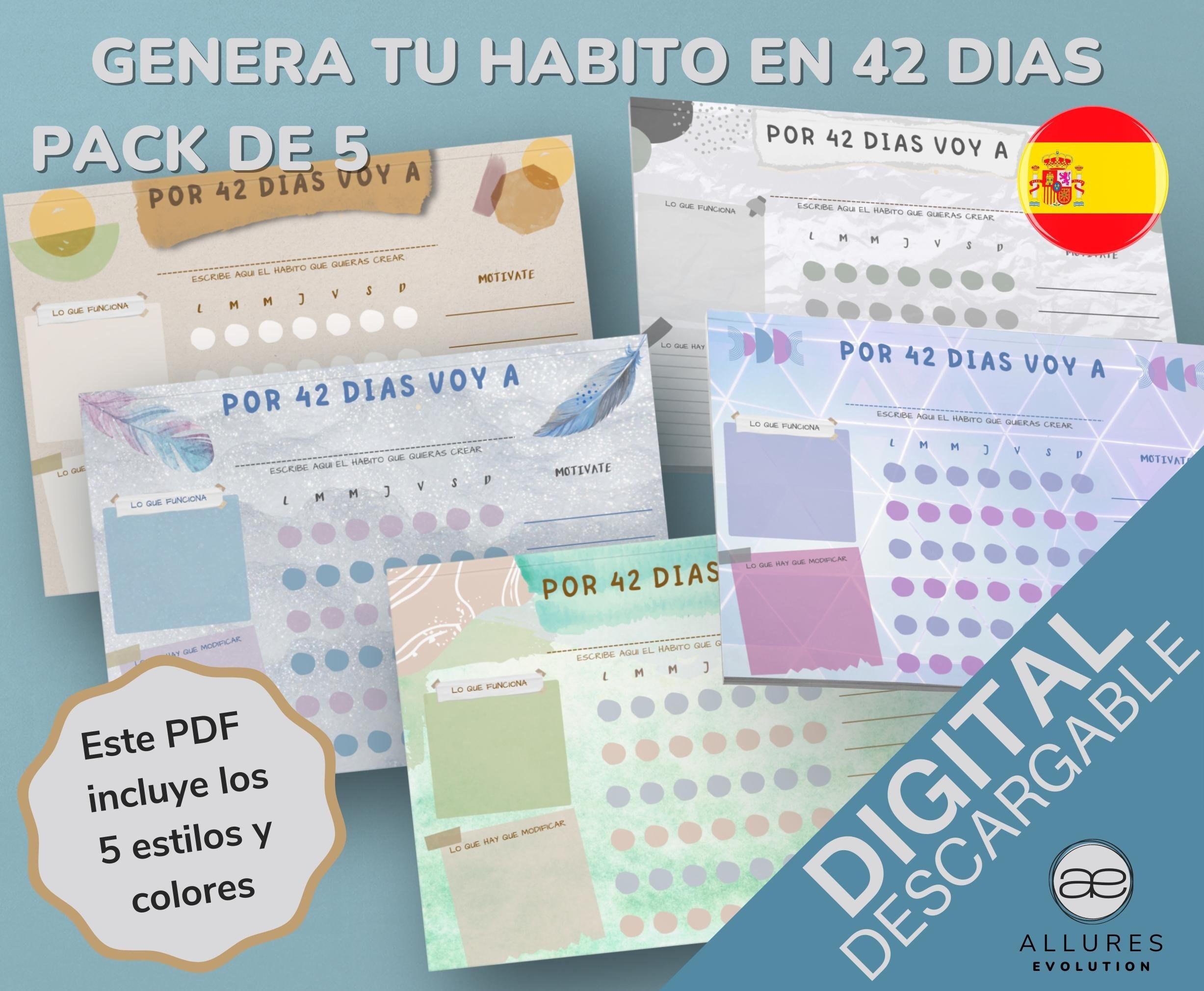 Printable Set of Posters in Spanish, Instant Download 5 Habit Trackers ...