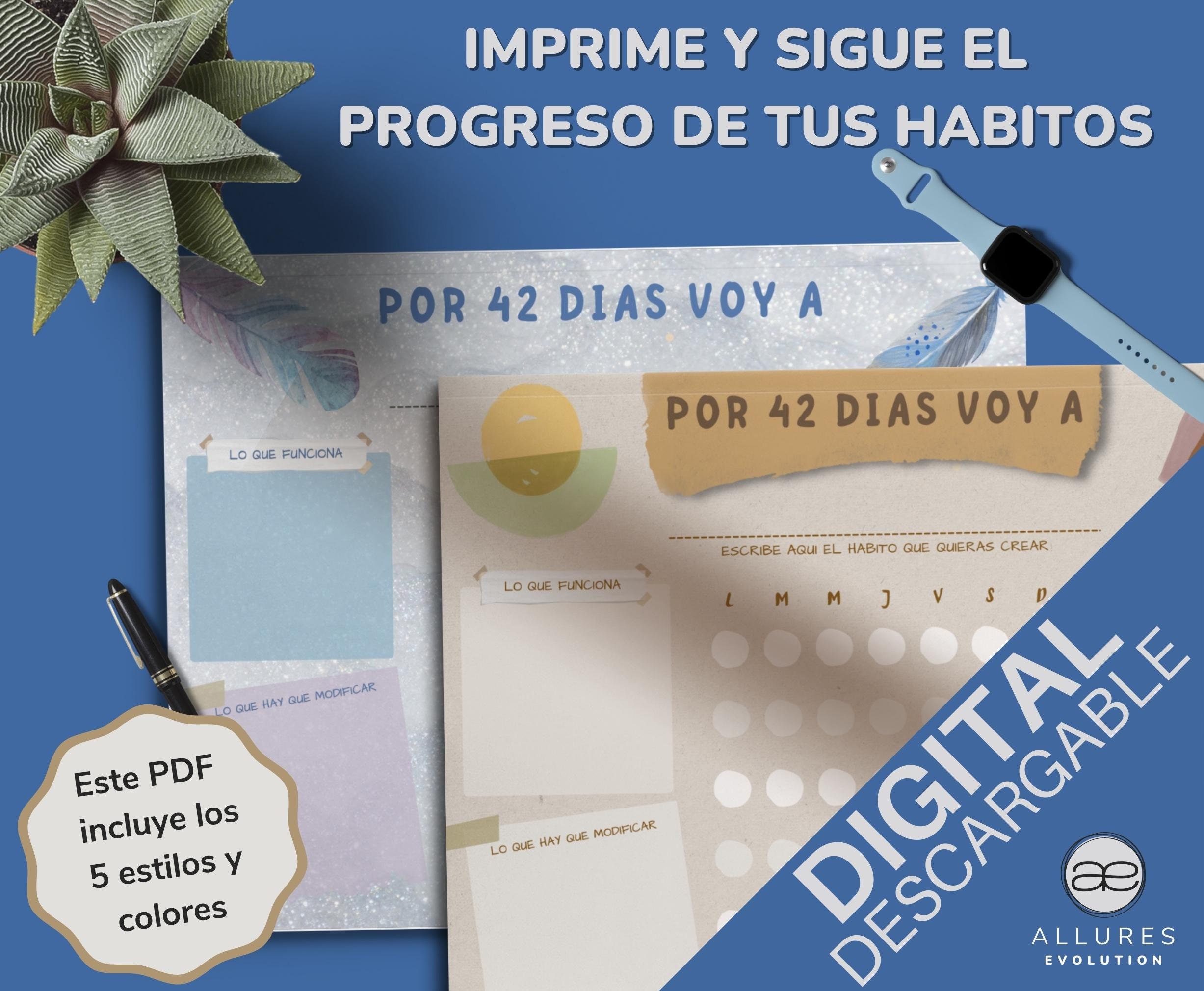 Printable Set of Posters in Spanish, Instant Download 5 Habit Trackers ...