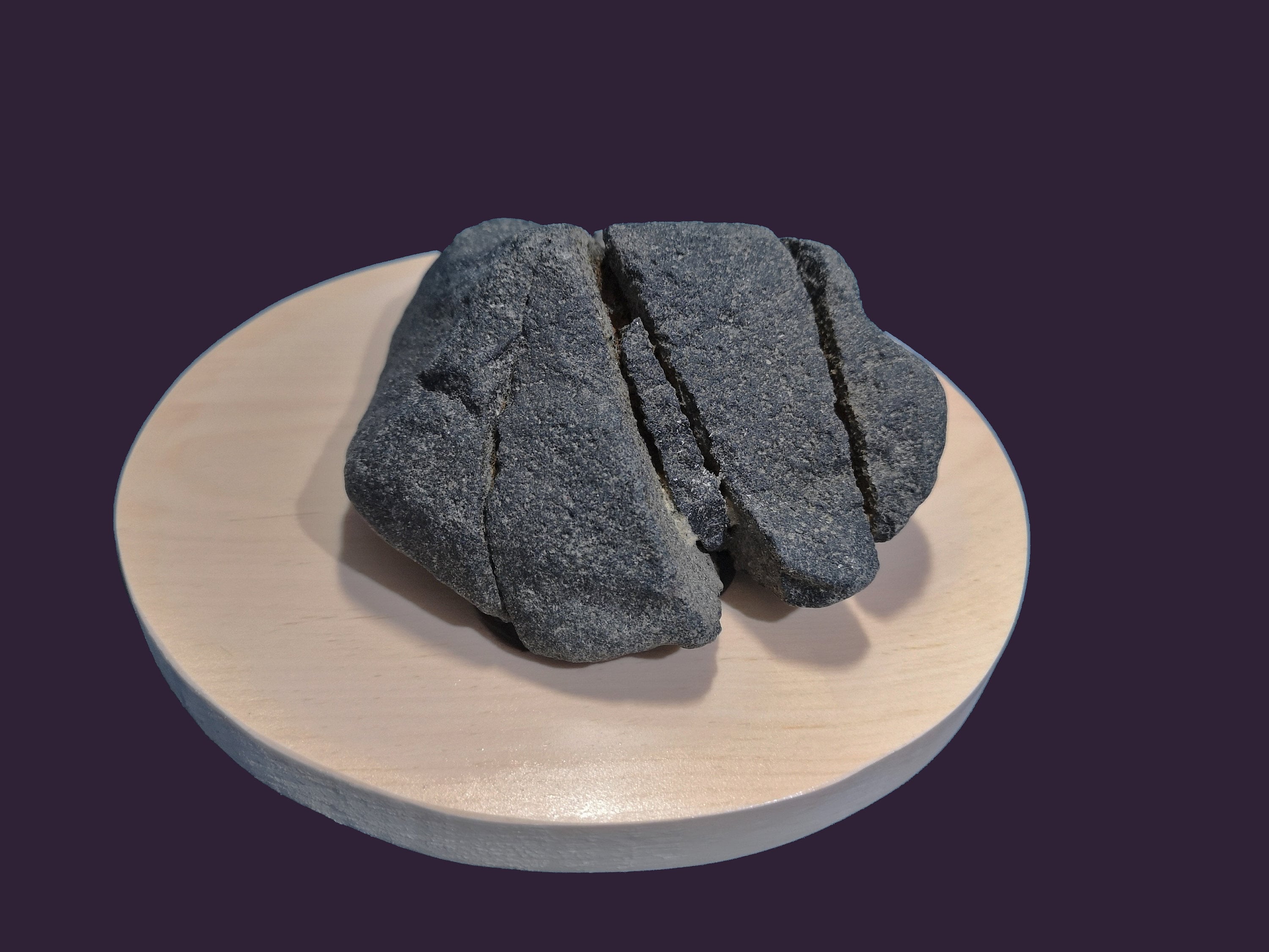 Suiseki,waterfall Stone,taki-ishi, Nunodaki-ishi, Viewing Stone,hand Carved Flat Wood Base ...