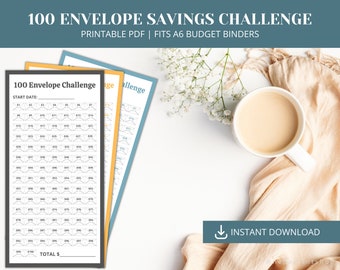 Buy 100 Envelope Saving Challenge Printable, Money Savings Challenges ...