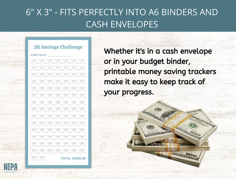 2K Savings Challenge Printable Mini Money Saving Tracker A6 - Etsy