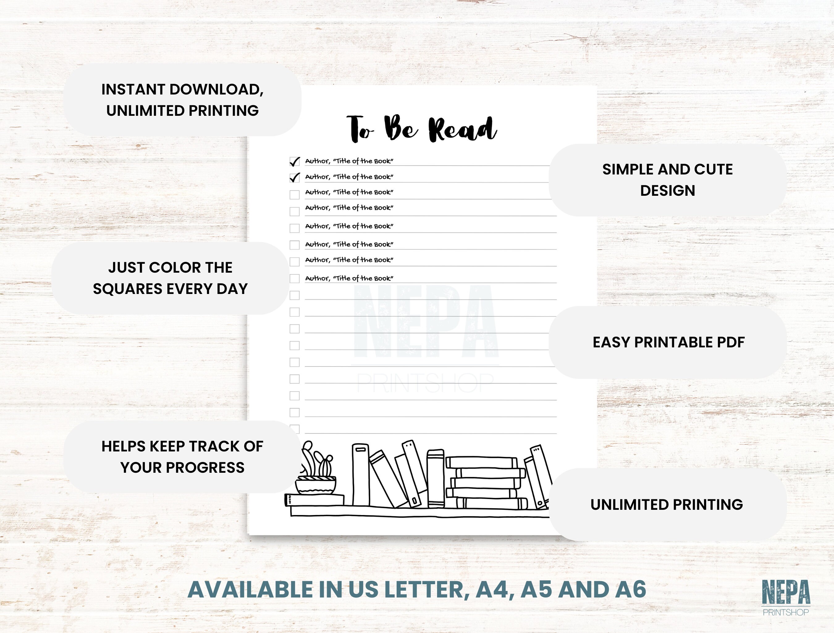 Printable to Be Read Tracker, TBR Log, Journal Page, Book Tracker ...