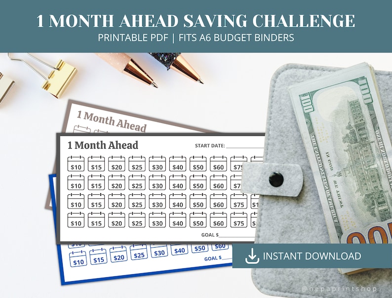 1 Month Ahead Saving Challenge Printable A6 Budget Binder - Etsy