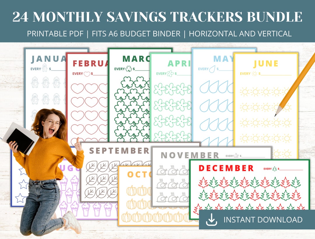Monthly Savings Challenge, Printable Money Savings Tracker, 12 Money ...