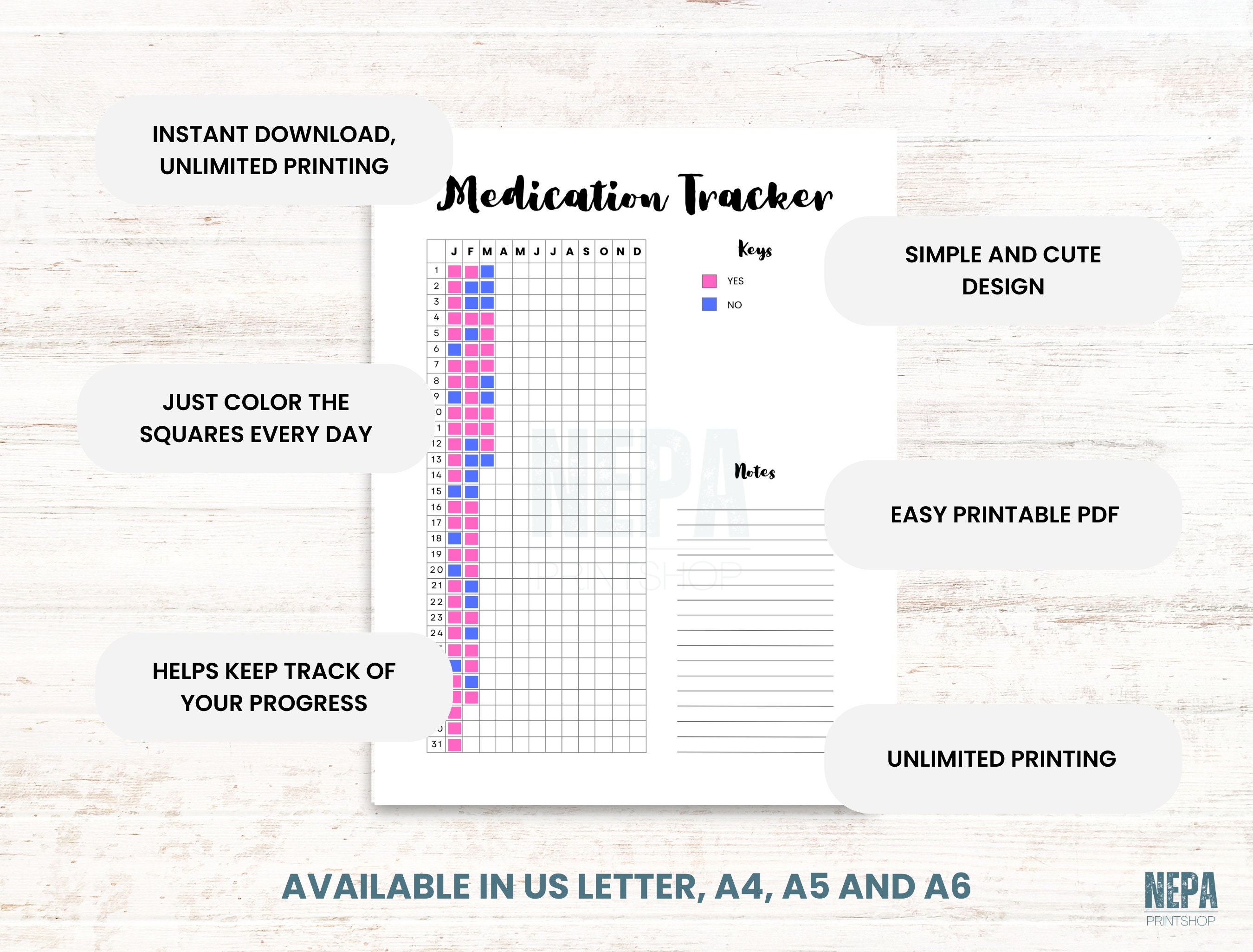 Printable Medication Tracker, Medication Log, Journal Page, Daily Habit ...