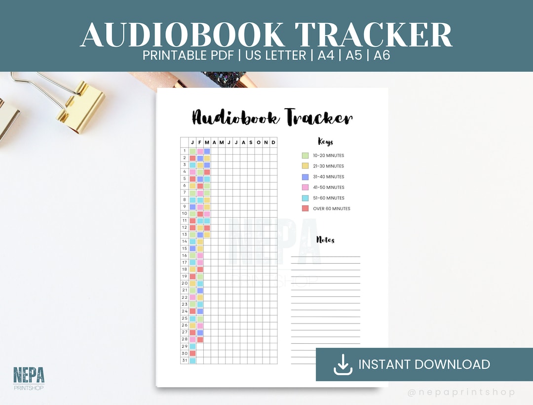 Printable Reading Tracker, Audiobook Log, Journal Page, Daily Habit ...