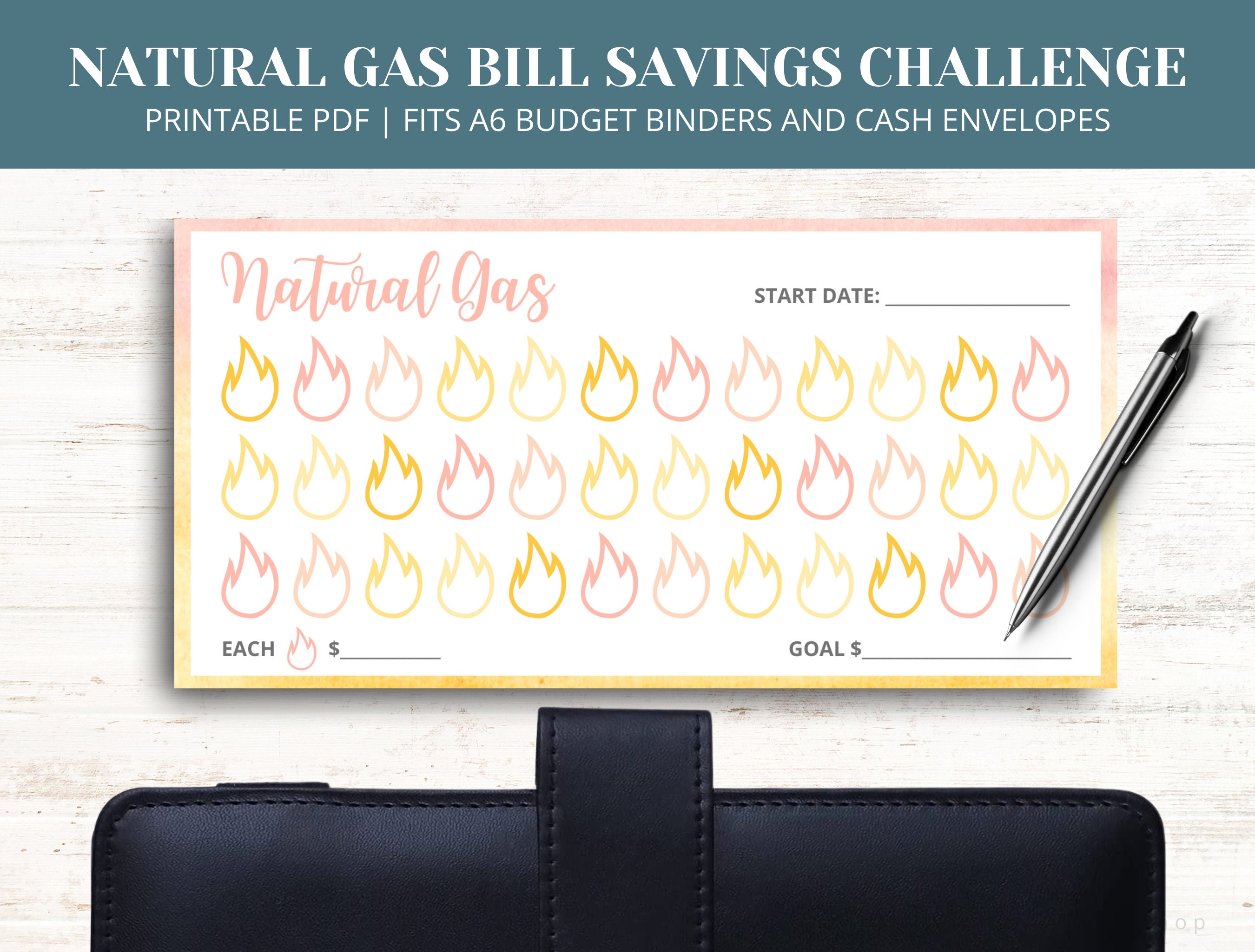 Natural Gas Saving Challenge, Printable A6 Budget Binder Insert, Mini ...