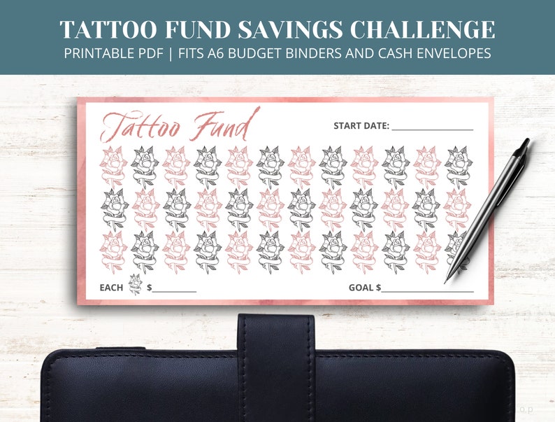 Printable Tattoo Fund Savings Challenge for A6 Budget Binder, Printable ...